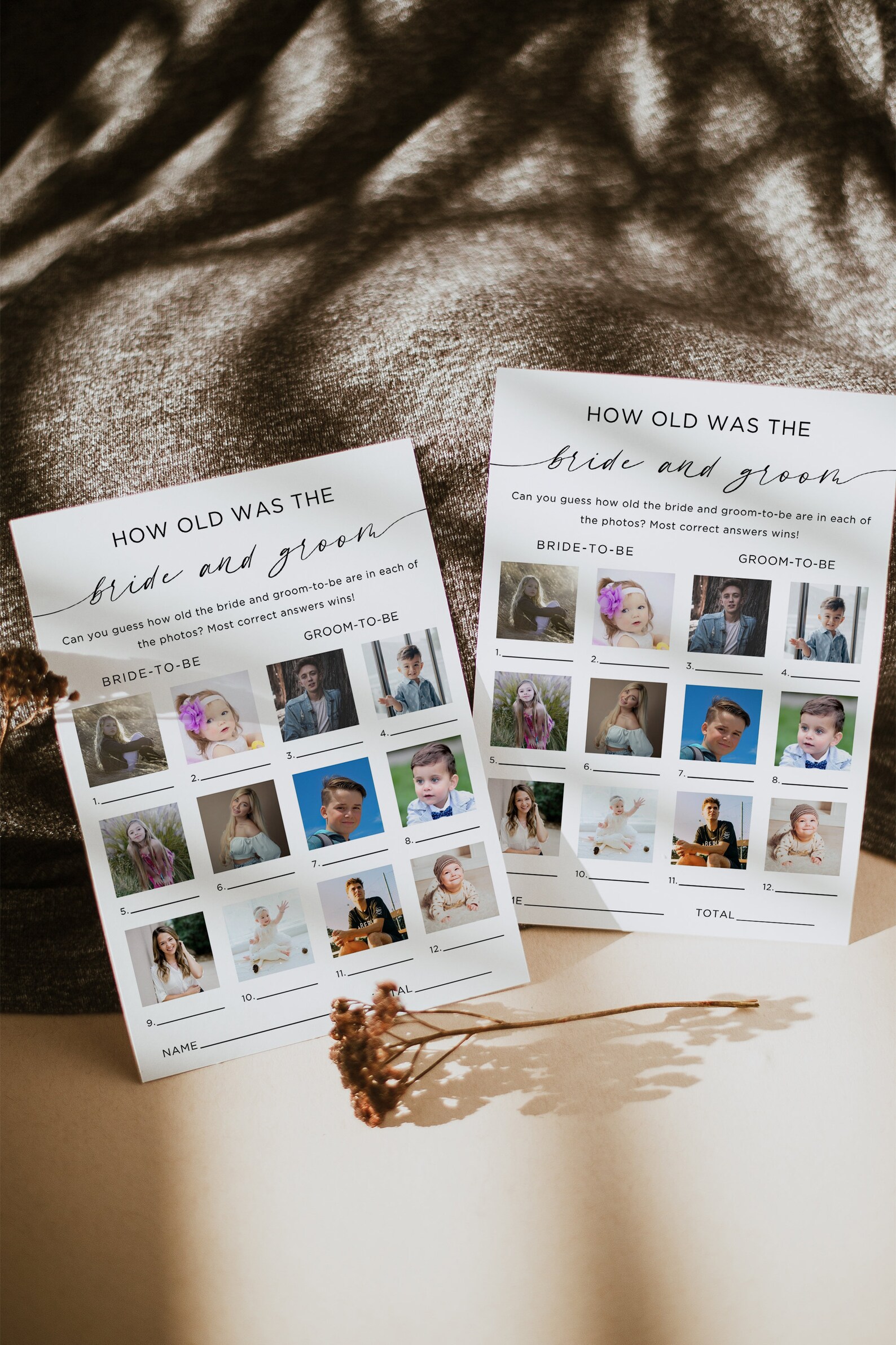 How Old Were They Bride and Groom, Minimalist Photo Baby Guessing Game ...