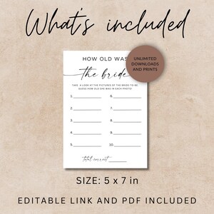 How Old Was the Bride Game, Minimalist Modern Bridal Shower Game, How ...