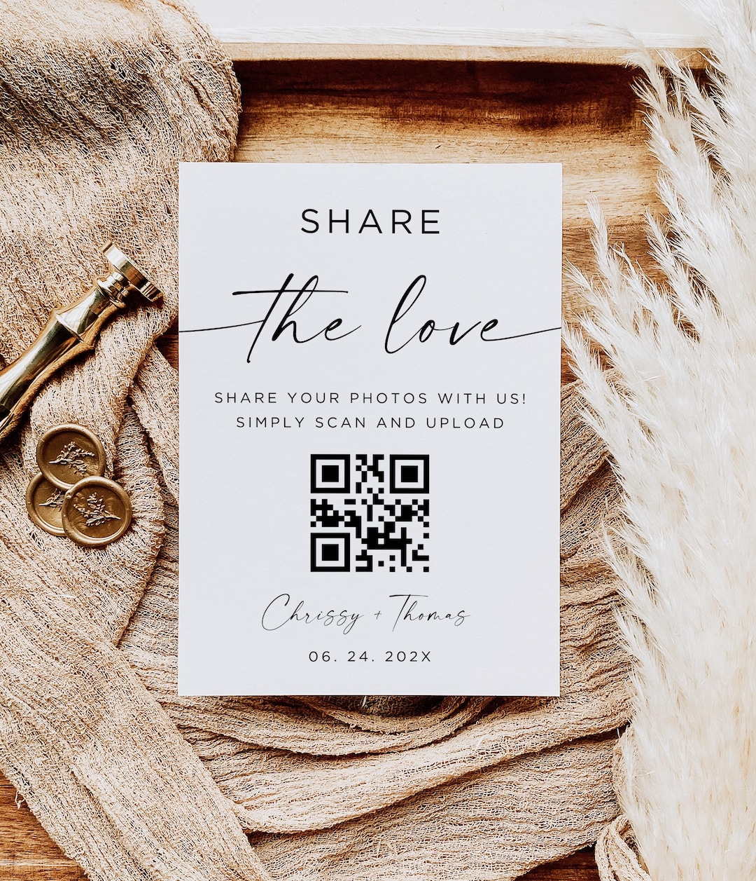Share the Love QR Code Sign, Wedding Photo Sign Printable, Capture the ...