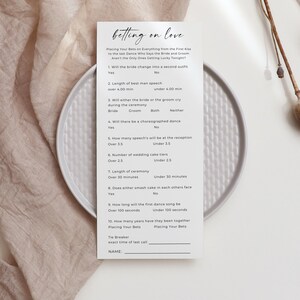 Wedding Prop Bet Sheet, Wedding Place Your Bets, Fun Reception Game ...