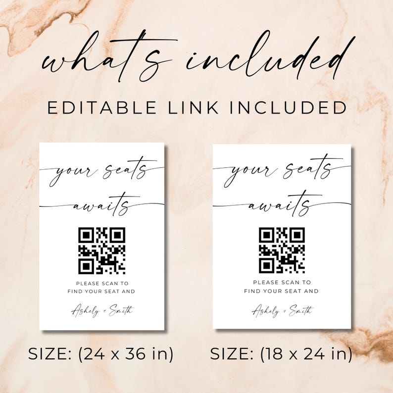 Wedding Seating Chart QR Code Sign, Modern Find Your Seat Sign, Seating ...