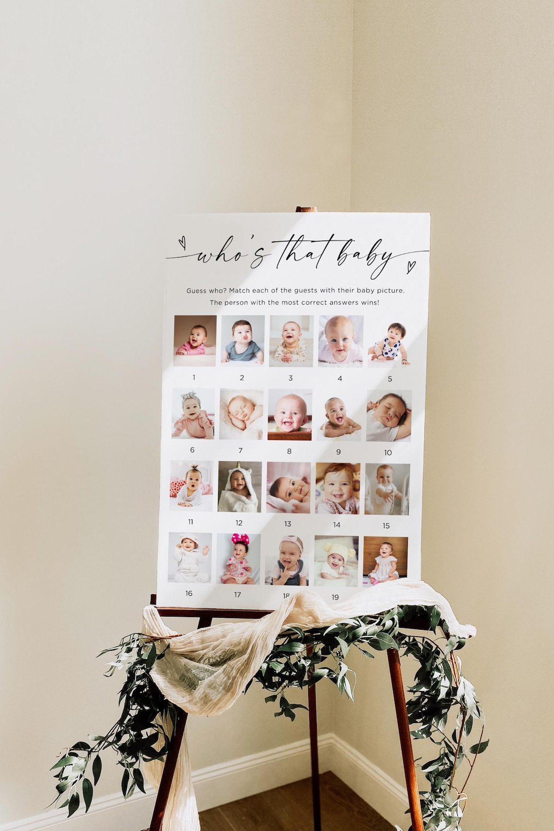 Who's That Baby Photo Game, Minimalist Baby Shower Game Sign, Printable ...