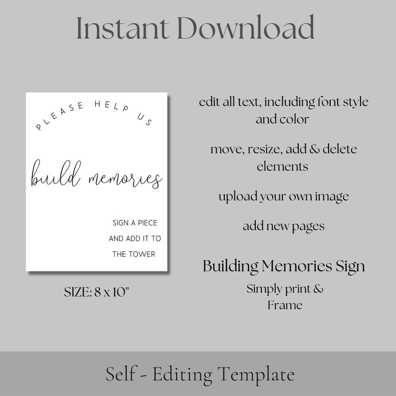 Building Blocks Sign Template Wedding Building Memories - Etsy