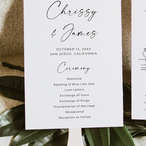 Wedding Program Fan Template Canva, Elegant Ceremony Program Fan ...