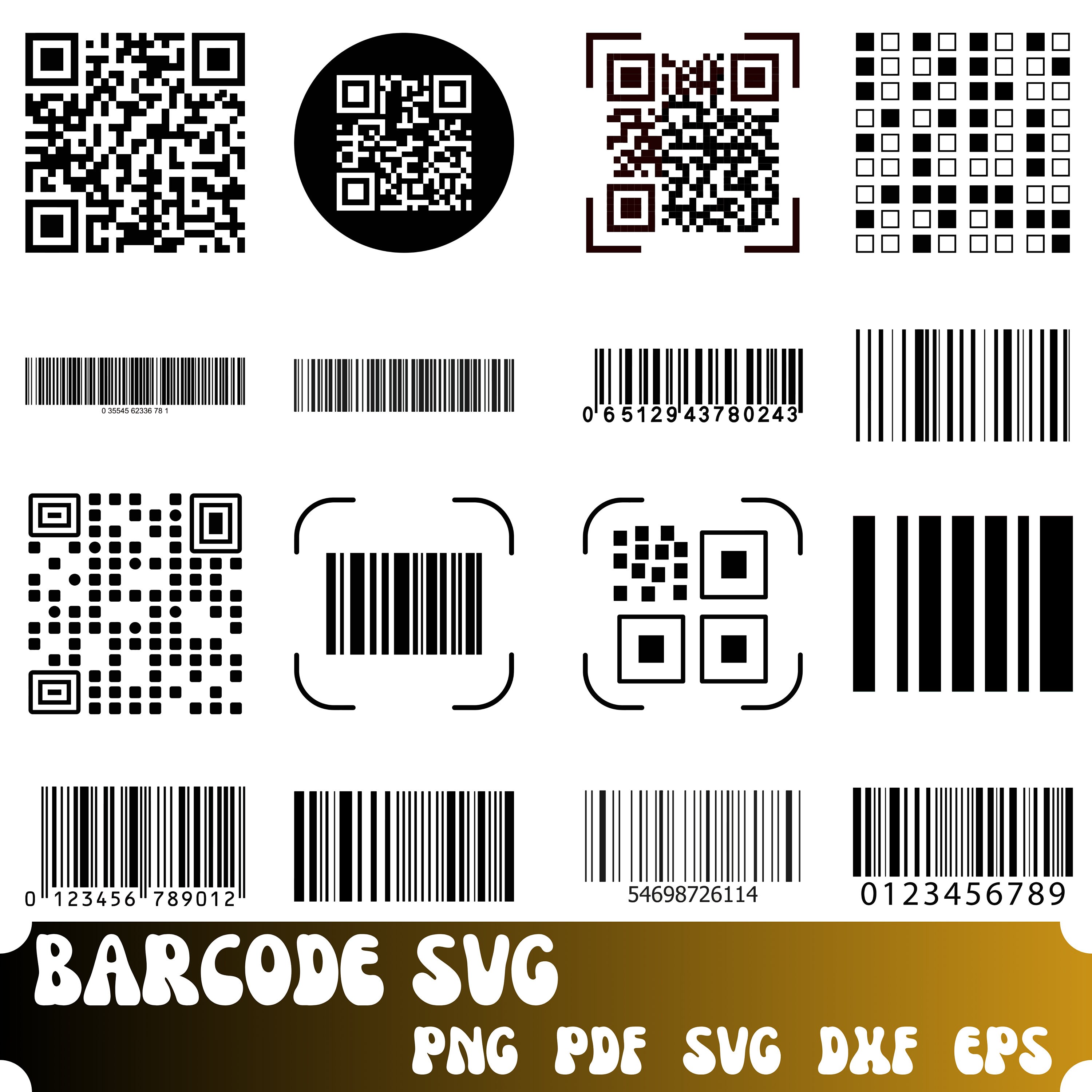 Barcode Svg Bundles 21 Designs Instant Download Barcode Silhouettes ...
