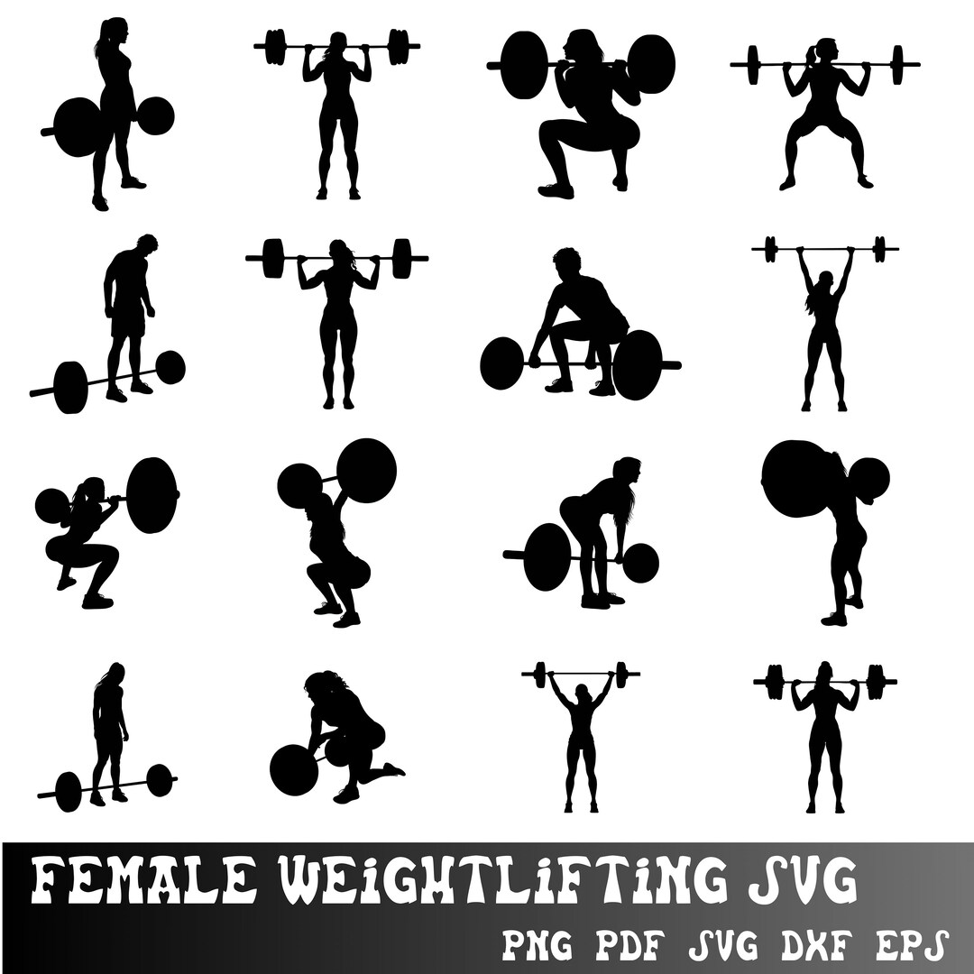 Female Weightlifting Svg, Weightlifter Clipart, Weightlifter Silhouette ...