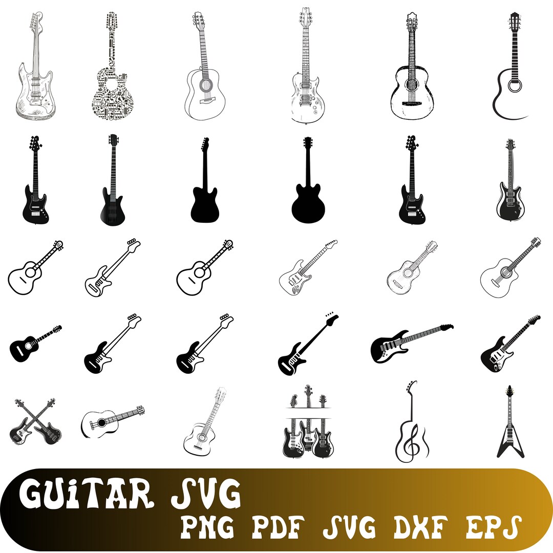 Guitar Svg Bundle, 32 Designs, Guitar Note Svg, Guitar Bundle Svg ...