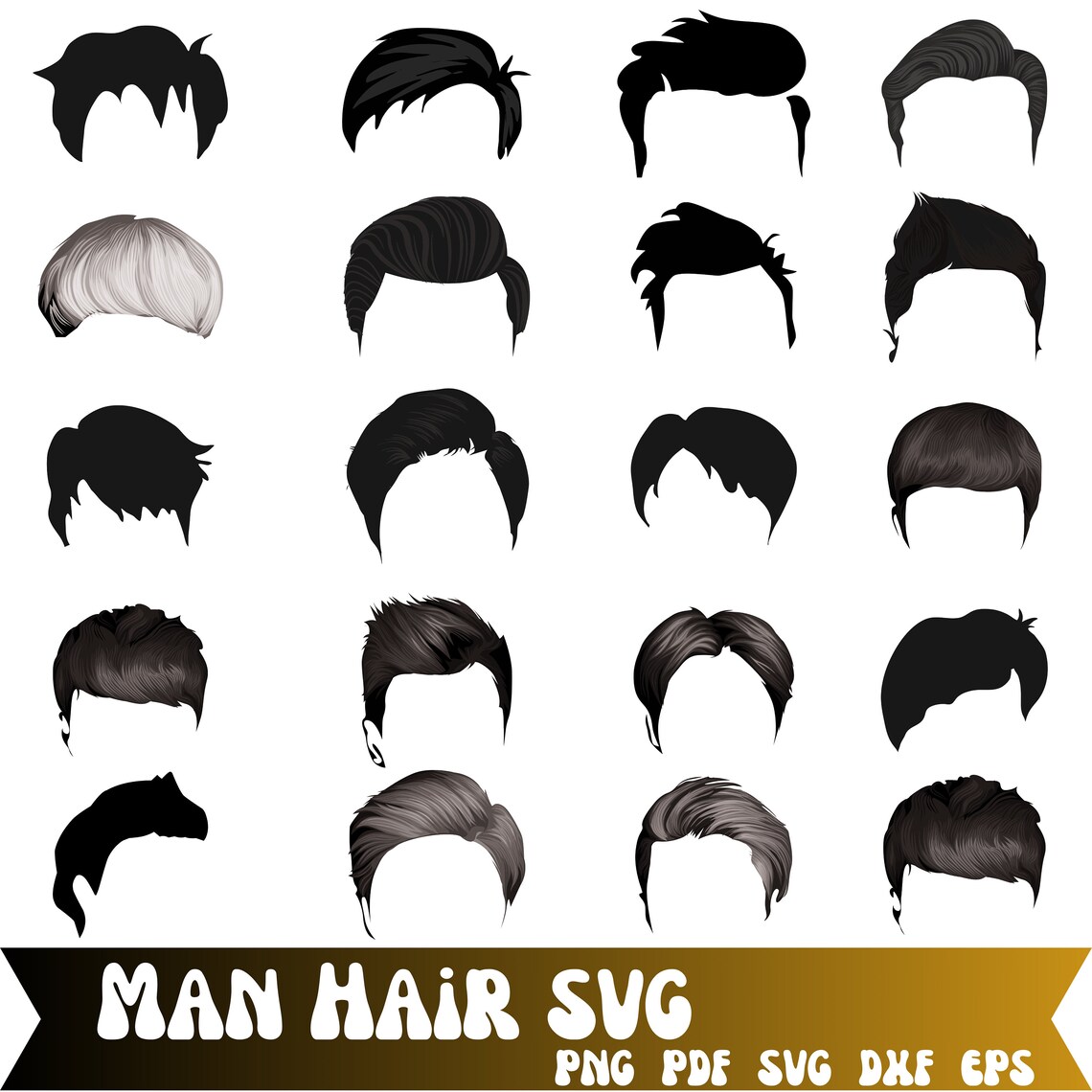 Hair Cut SVG, Hairstyle SVG, Mens Hairstyle, Hair Shape Svg, Male ...