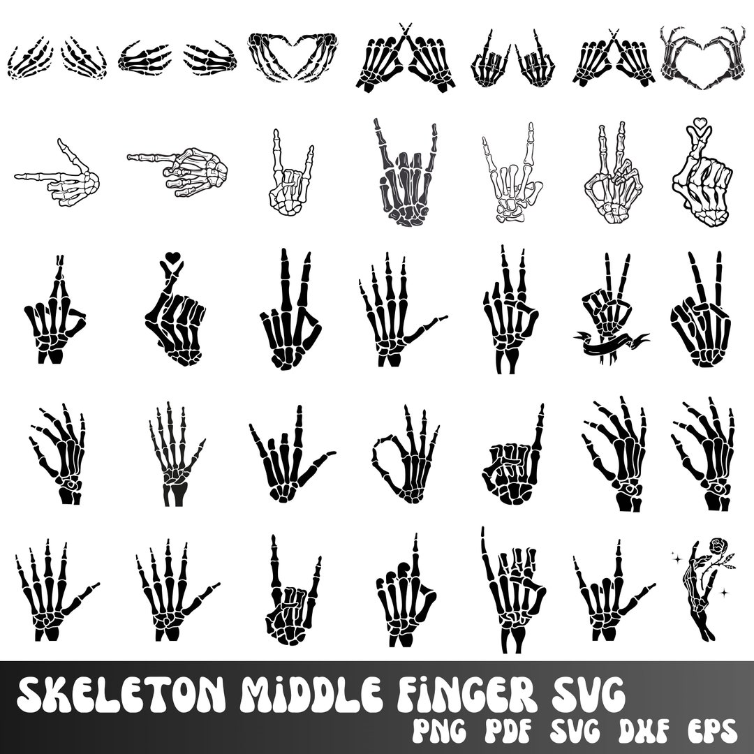 Skeleton Middle Finger, SVG Vector Cut File and PNG Transparent ...