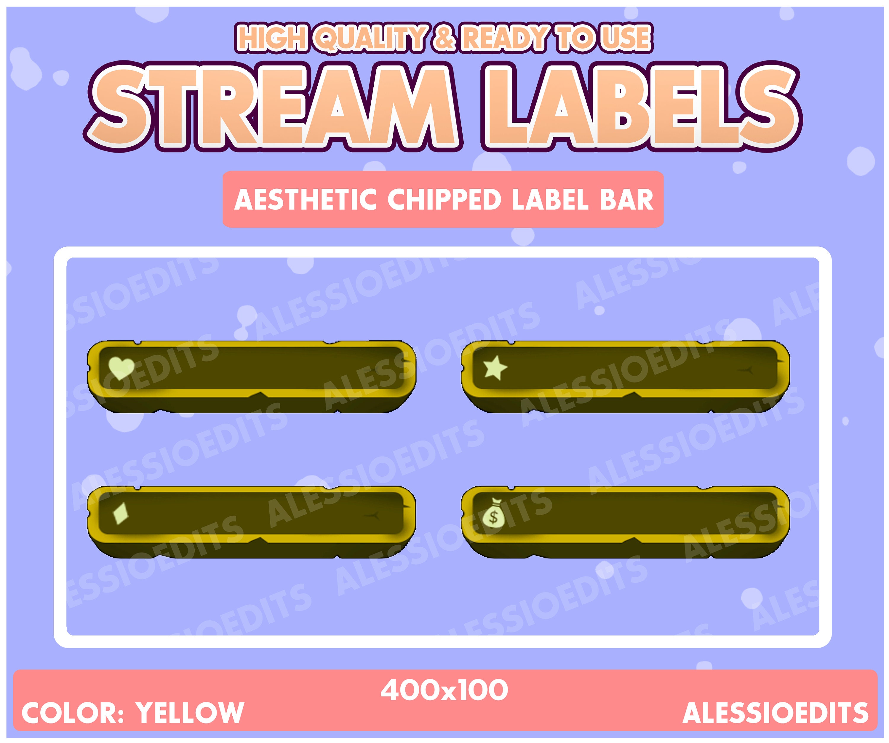 4x Aesthetic Chipped Label Bar for Twitch - Custom Stream Overlay ...