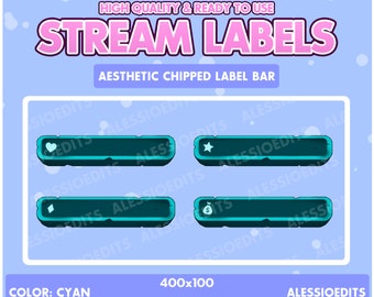 4x Aesthetic Chipped Label Bar for Twitch - Custom Stream Overlay ...