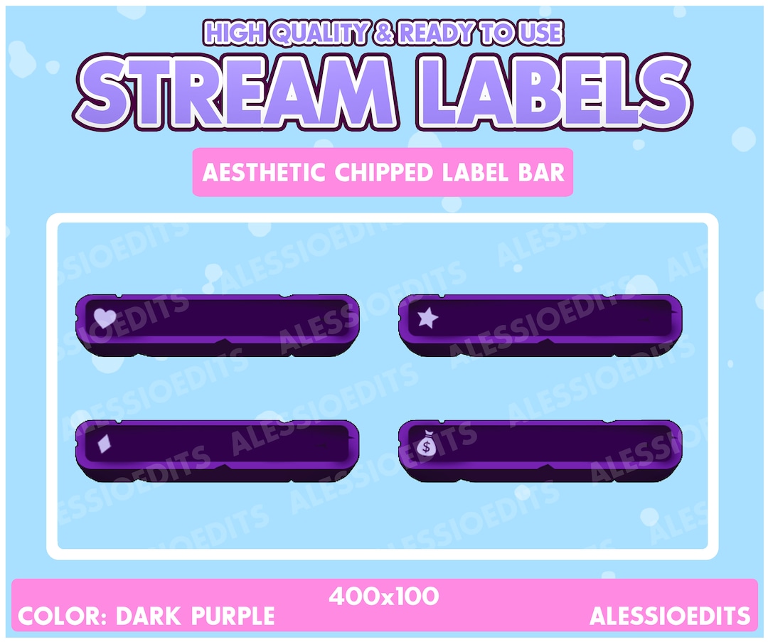 4x Aesthetic Chipped Label Bar for Twitch - Custom Stream Overlay ...