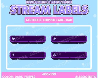 4x Aesthetic Chipped Label Bar for Twitch Custom Stream Overlay, Recent ...
