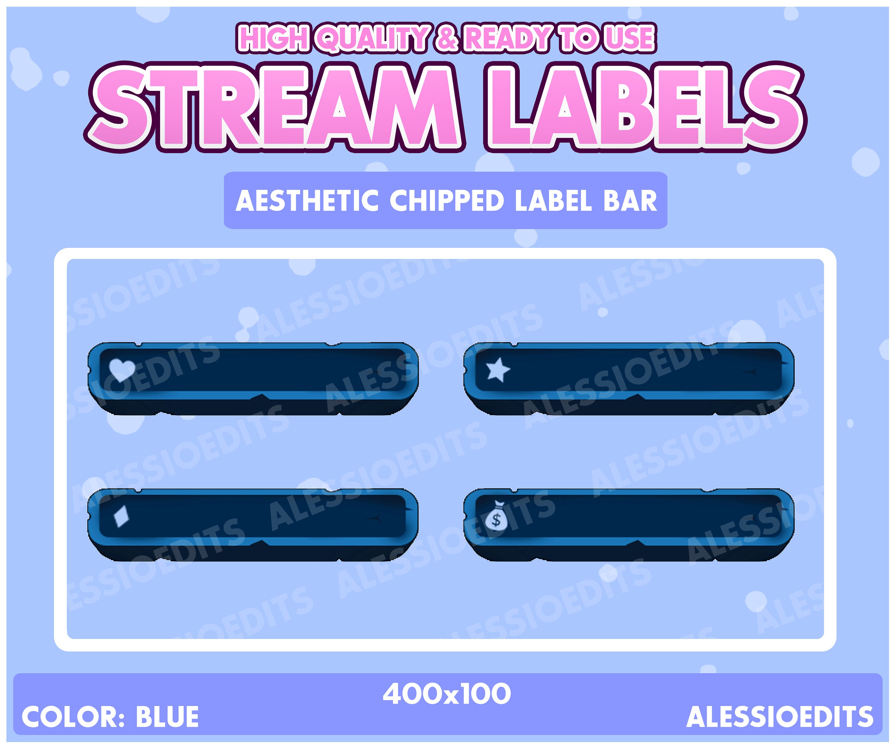 4x Aesthetic Chipped Label Bar for Twitch - Custom Stream Overlay ...