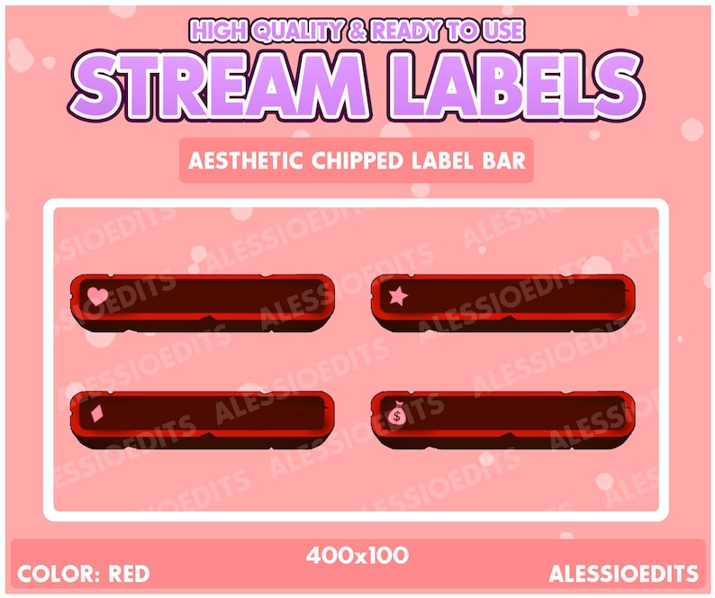 4x Aesthetic Chipped Label Bar for Twitch - Custom Stream Overlay ...