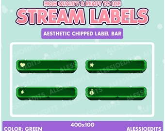4x Aesthetic Chipped Label Bar for Twitch - Custom Stream Overlay ...