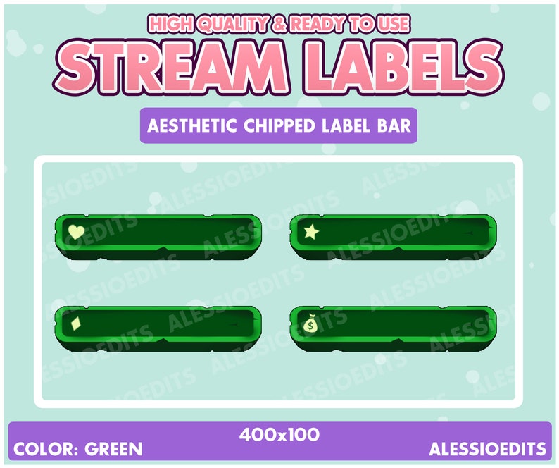 4x Aesthetic Chipped Label Bar for Twitch - Custom Stream Overlay ...