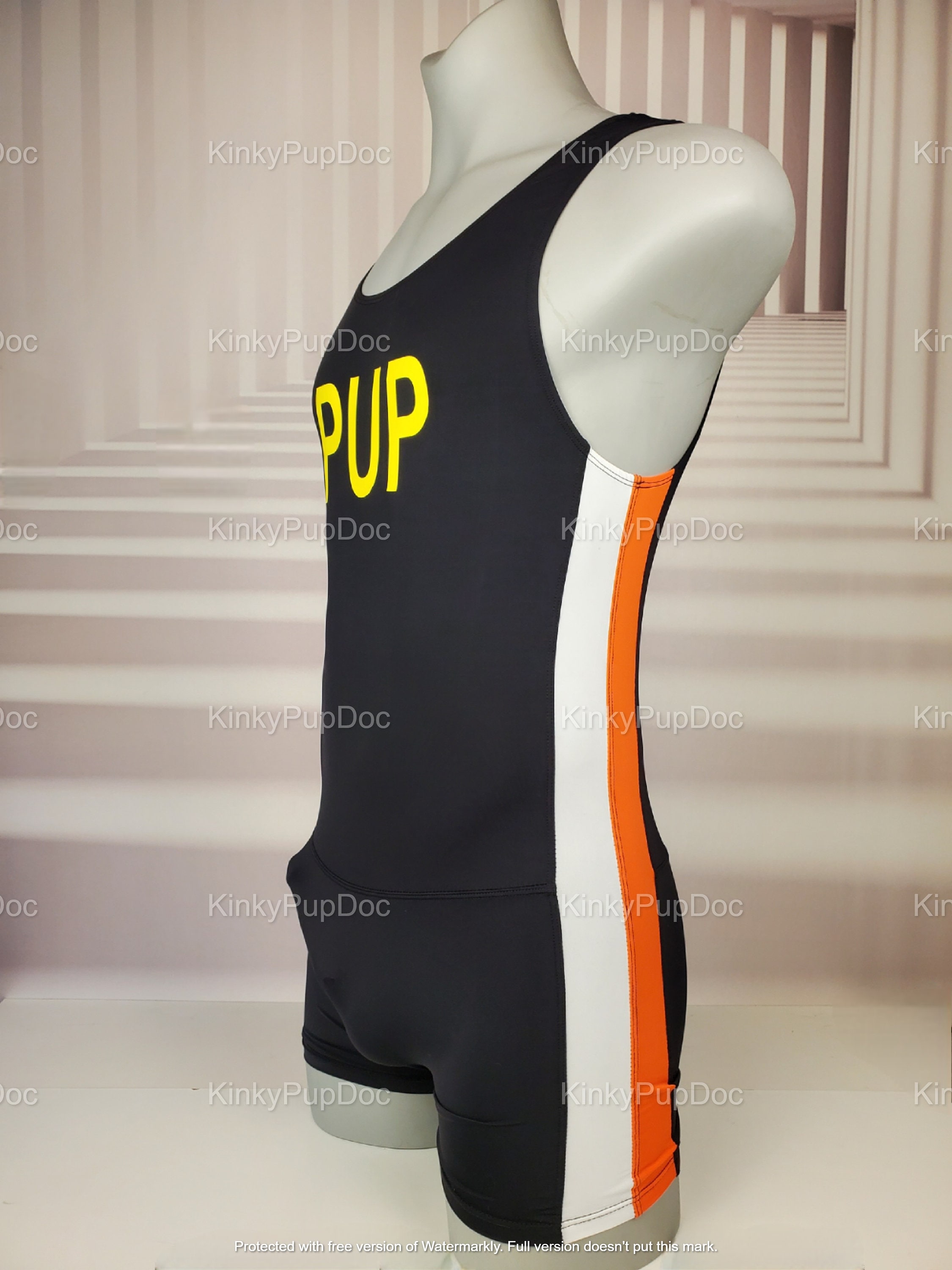 Erotic Singlet Pup Sexy Kinky Fetish Party Outfit. Cruise Unisex Gay Sex Role Play Gear Rubber ...