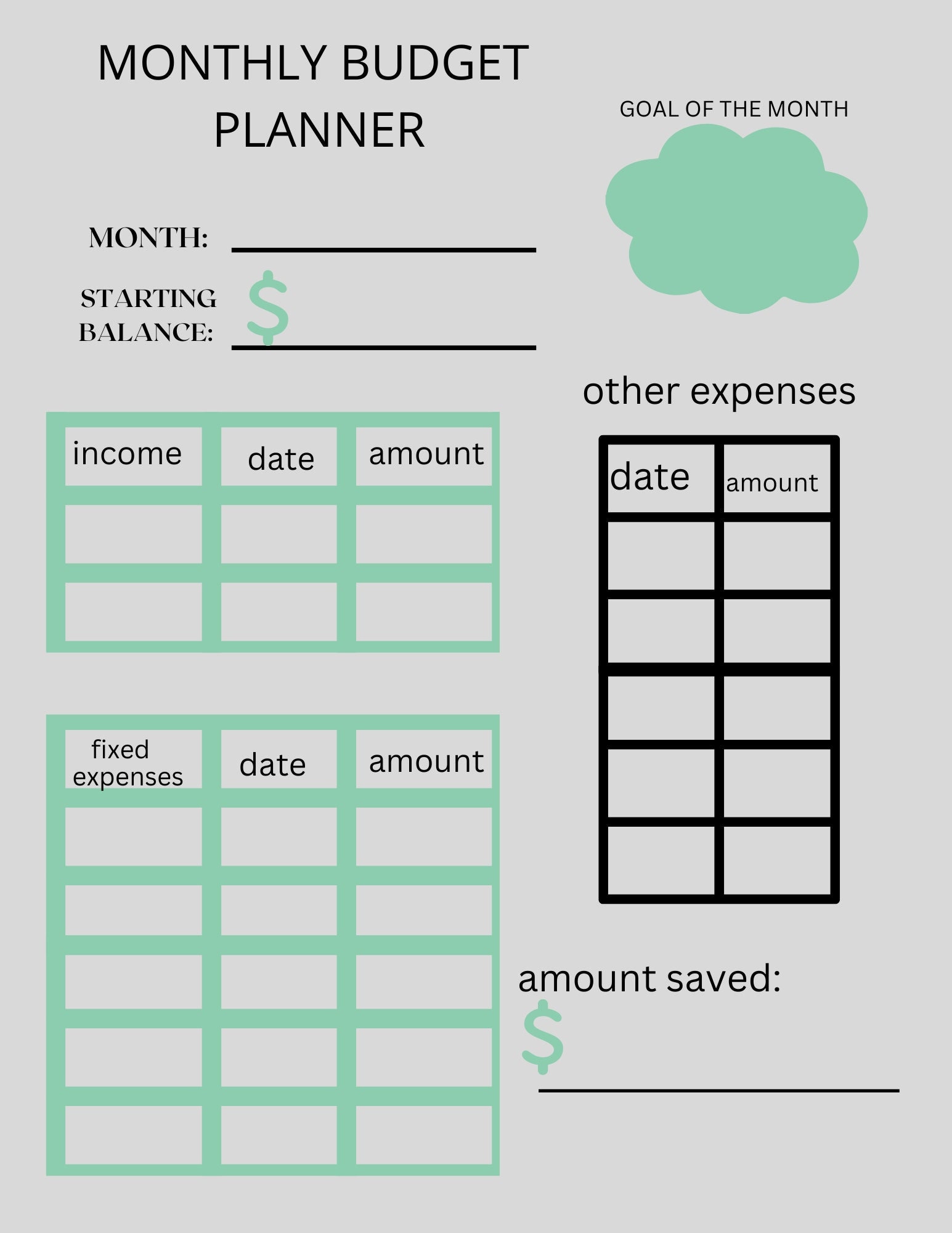Monthly Budget Planner - Etsy