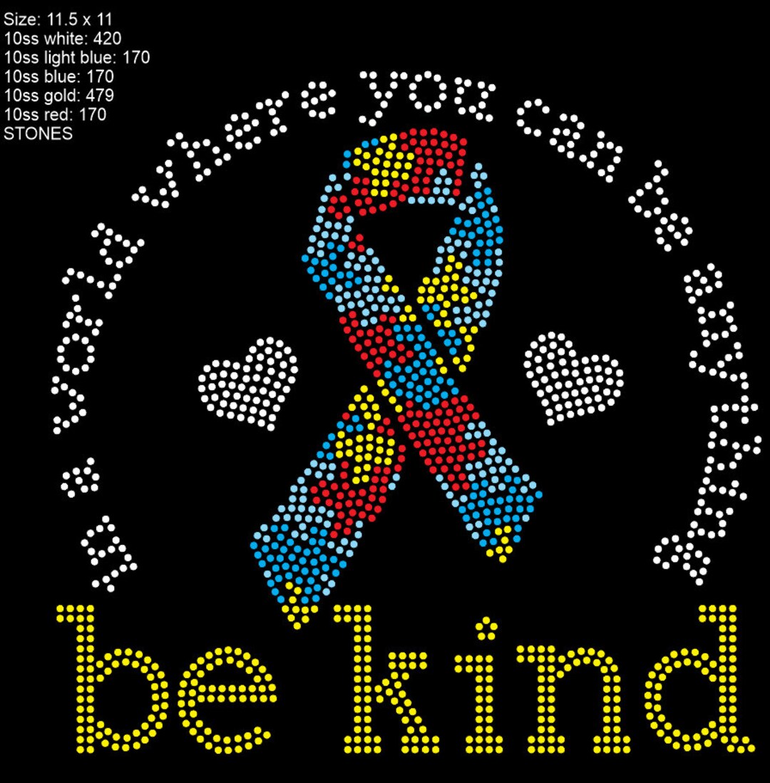 Instant Download Svg Rhinestone Template Be Kind Autism Awareness - Etsy