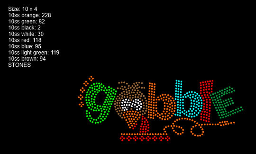 Rhinestone Template SVG Gobble Turkey | Svg File | Downloadable - Etsy