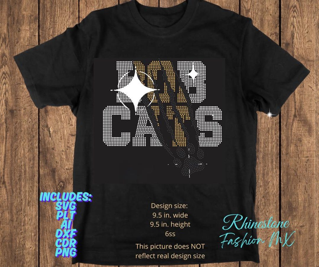Bobcats Rhinestone SVG Template: Paw Print Cheer Design (digital ...