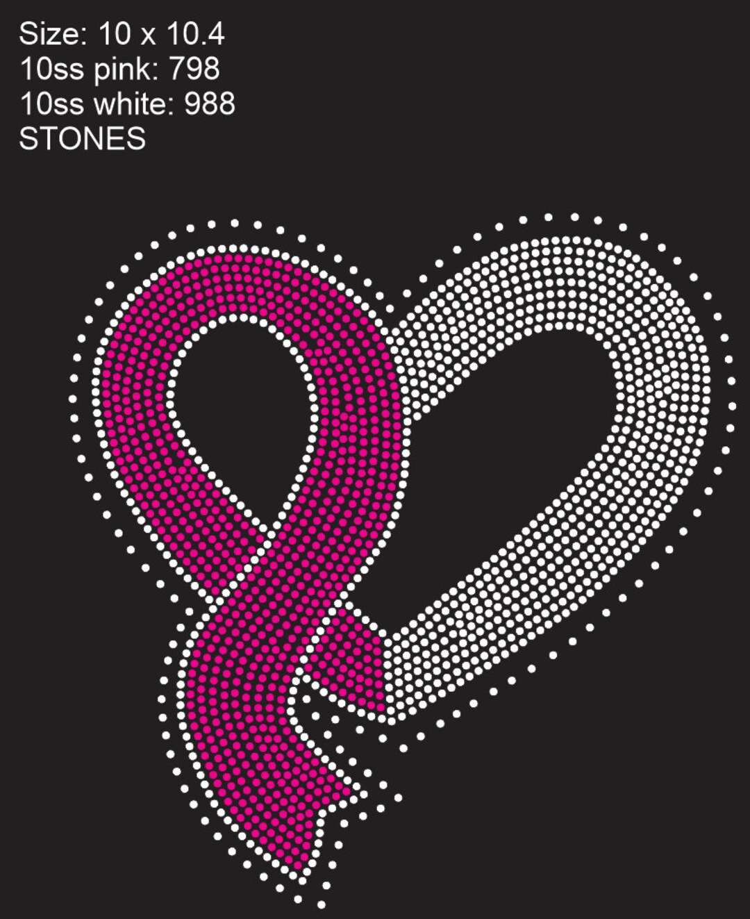 Heart Cancer Awareness Ribbon Svg Instant Download Rhinestone Template ...