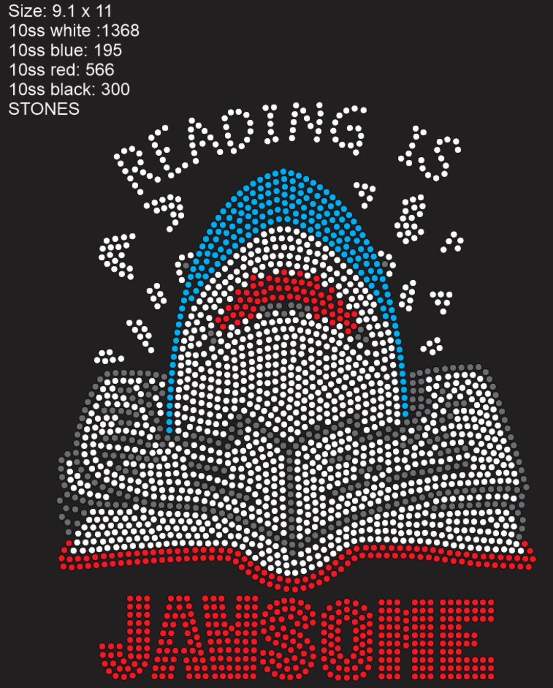 Instant Download SVG Rhinestone Template Reading is Jawsome 10ss - Etsy