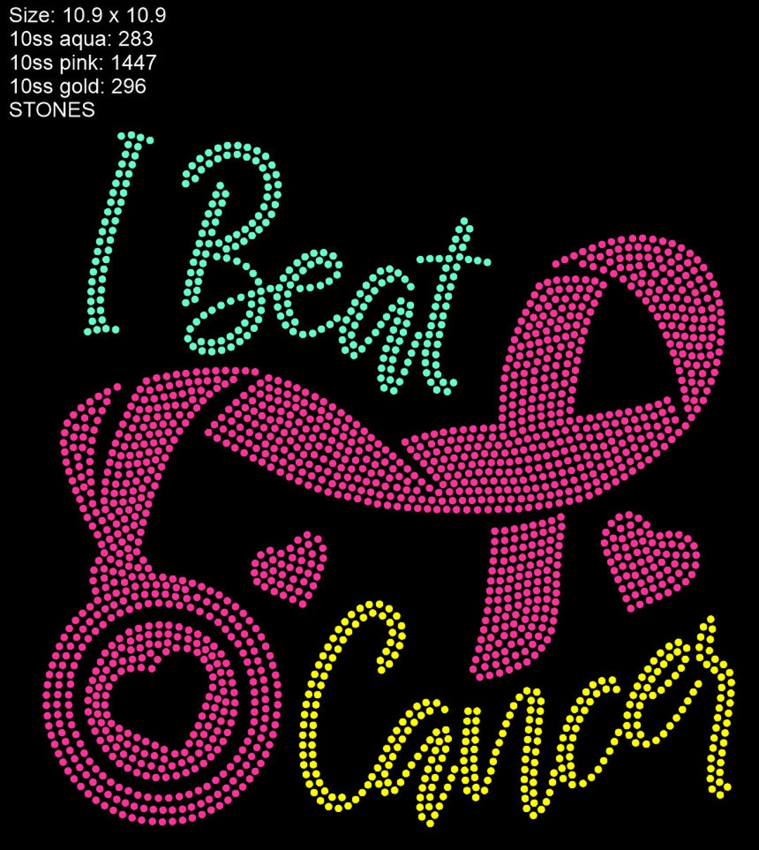 Instant Download SVG Rhinestone Template I Beat Cancer - Etsy