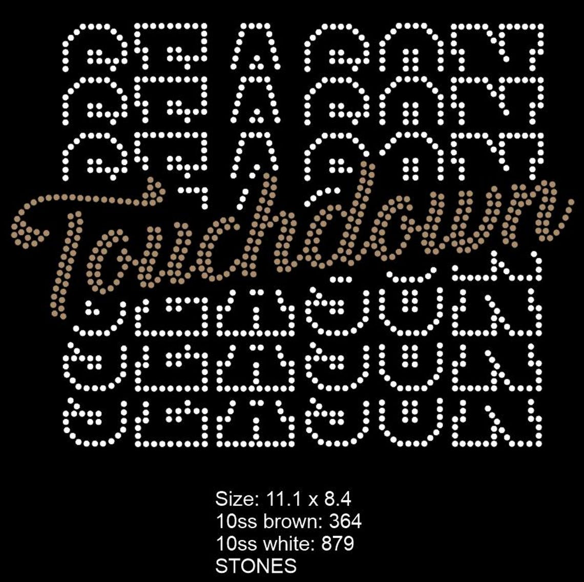 Touchdown Season Rhinestone Template | Football Bling Design | Game Day ...