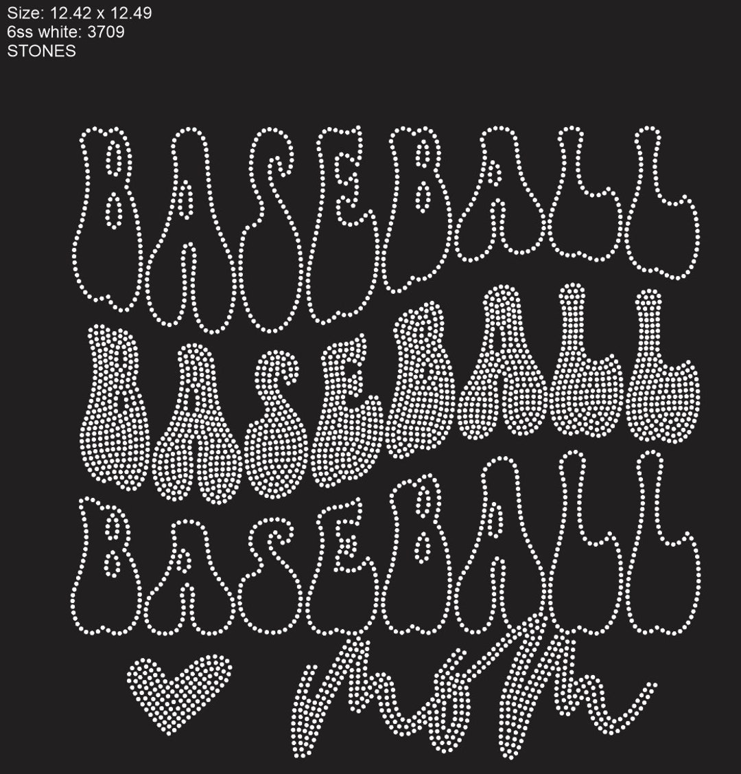 Instant Download Rhinestone Template Svg Baseball Mom Groovy Font 12 In ...