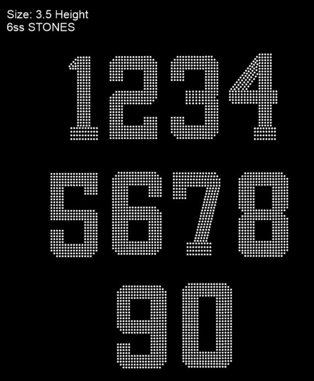 Rhinestone Numbers 6ss 3.5 Height Instant Download Rhinestone Template ...