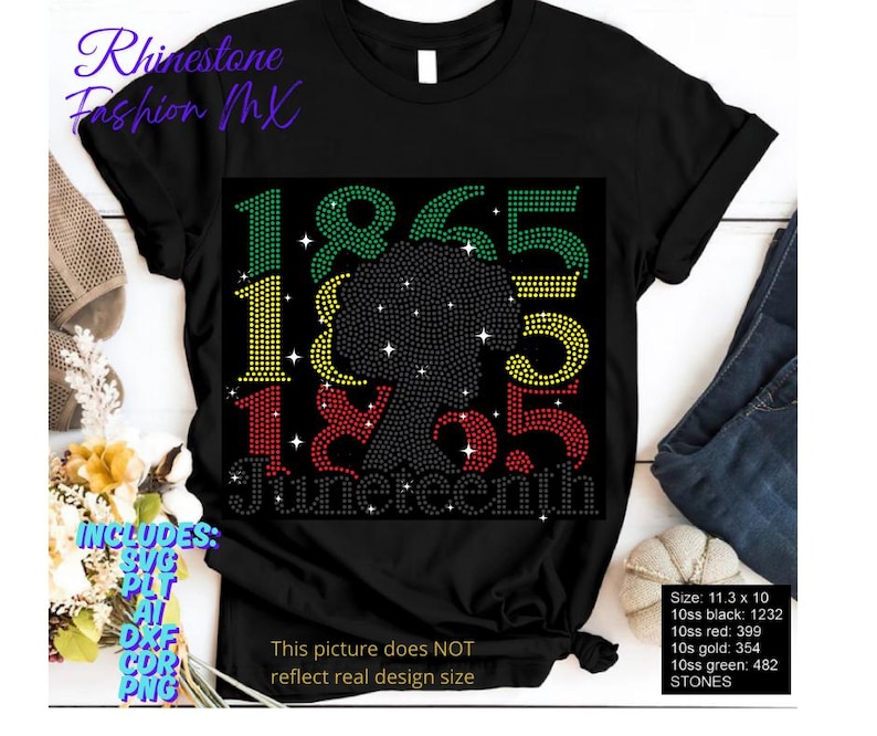 Juneteenth 1985 Rhinestone SVG Template | Afro Woman Hotfix Design ...