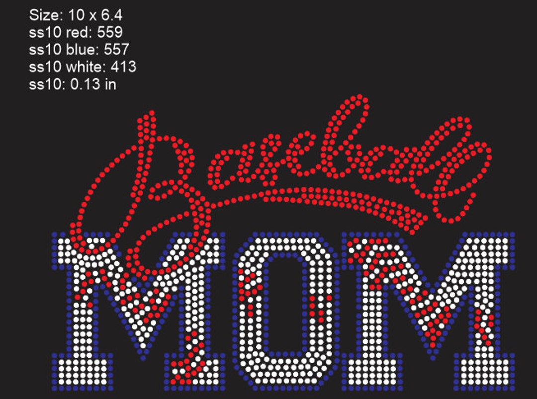 Instant Download SVG Rhinestone Template Baseball Mom White Blue and ...
