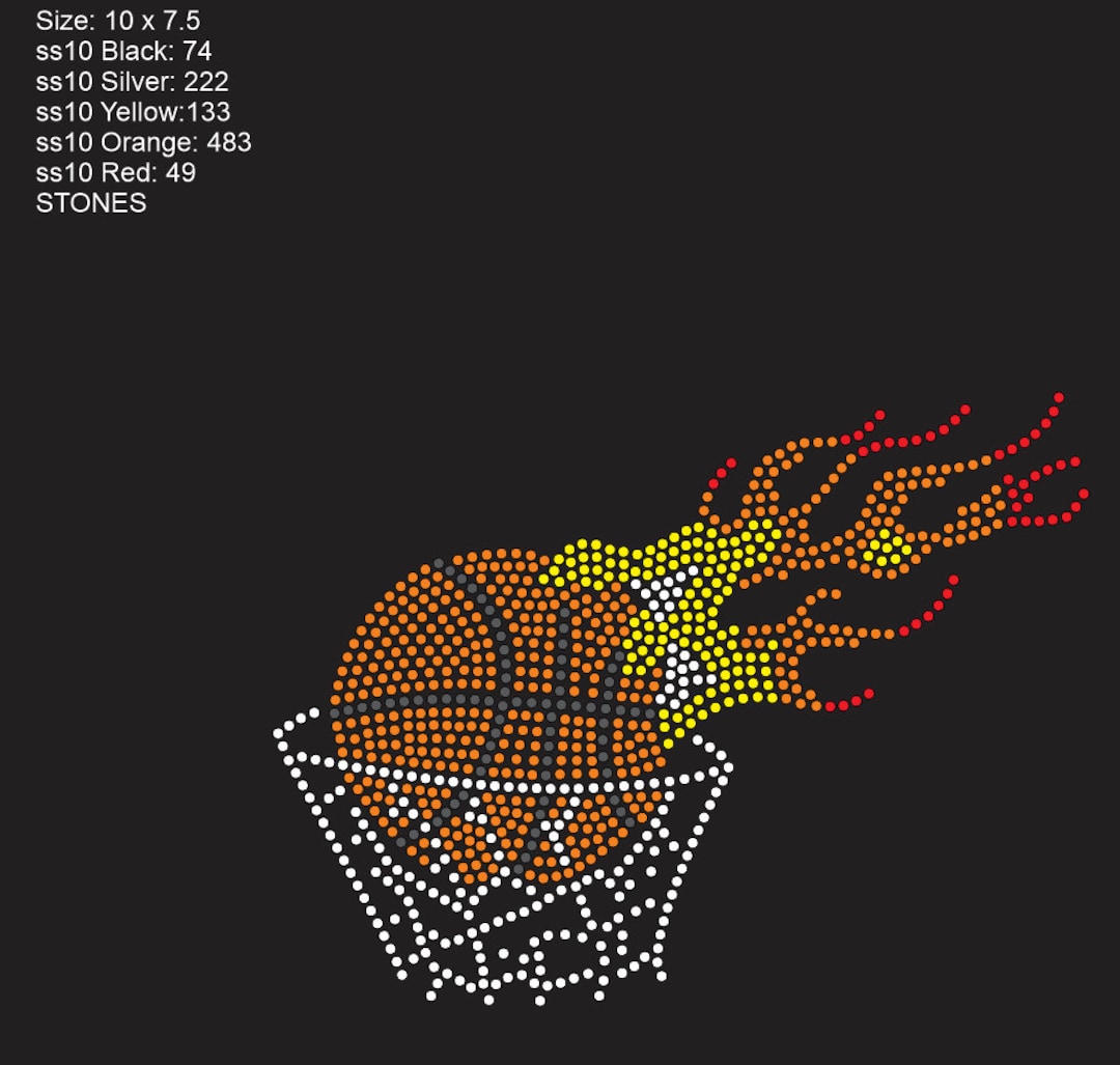 Instant Download Rhinestone Template SVG Basketball in Flames - Etsy