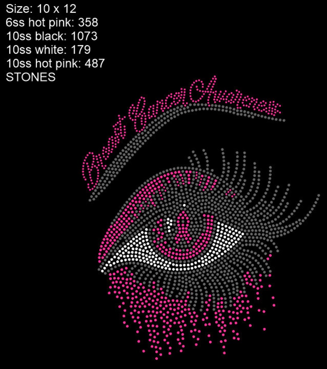 Breast Cancer Awareness Eye Ribbon Instant Download | Rhinestone Design ...