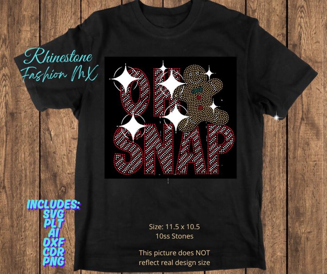 Oh Snap Gingerbread Rhinestone Template – Christmas Bling SVG, Hotfix ...