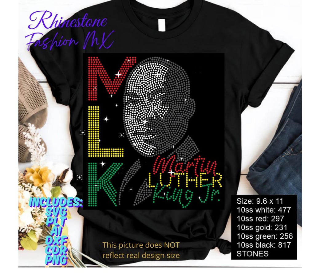 MLK Rhinestone SVG Template | Black History Month Bling Design (instant ...