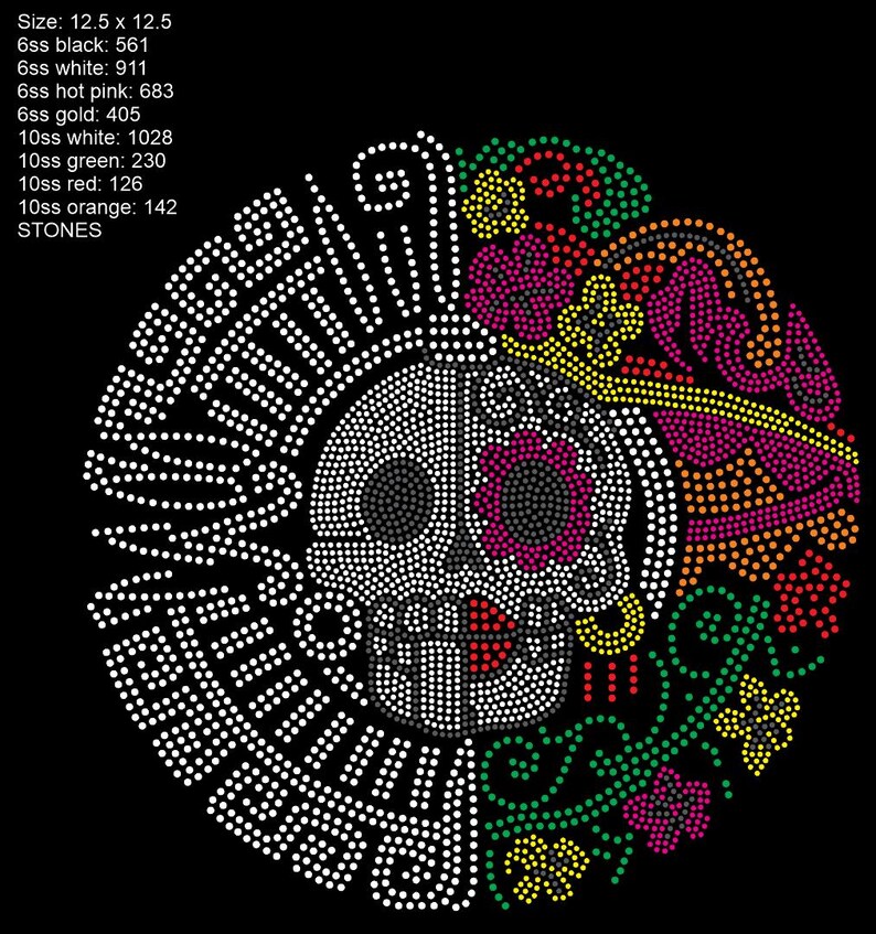 Catrina Mexican Calendar Sugar Skull Instant Download Rhinestone SVG ...