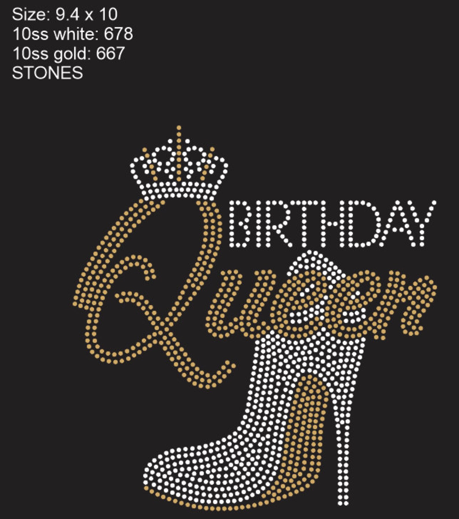 Birthday Queen Gold and Clear Heel Rhinestone SVG Digital Download ...