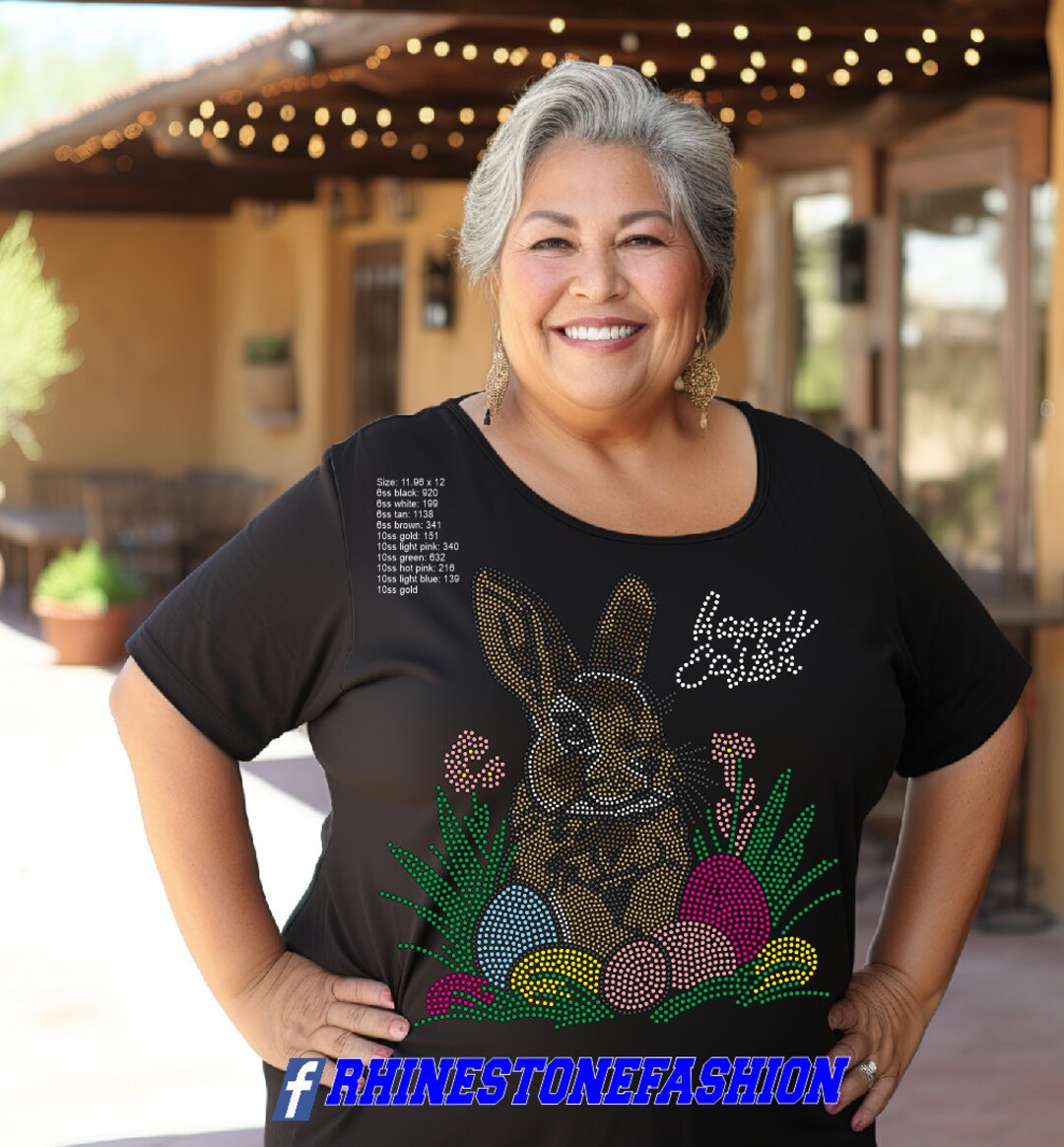 Rhinestone Template Svg Happy Happy Easter Bunny With Eggs 12 In - Etsy