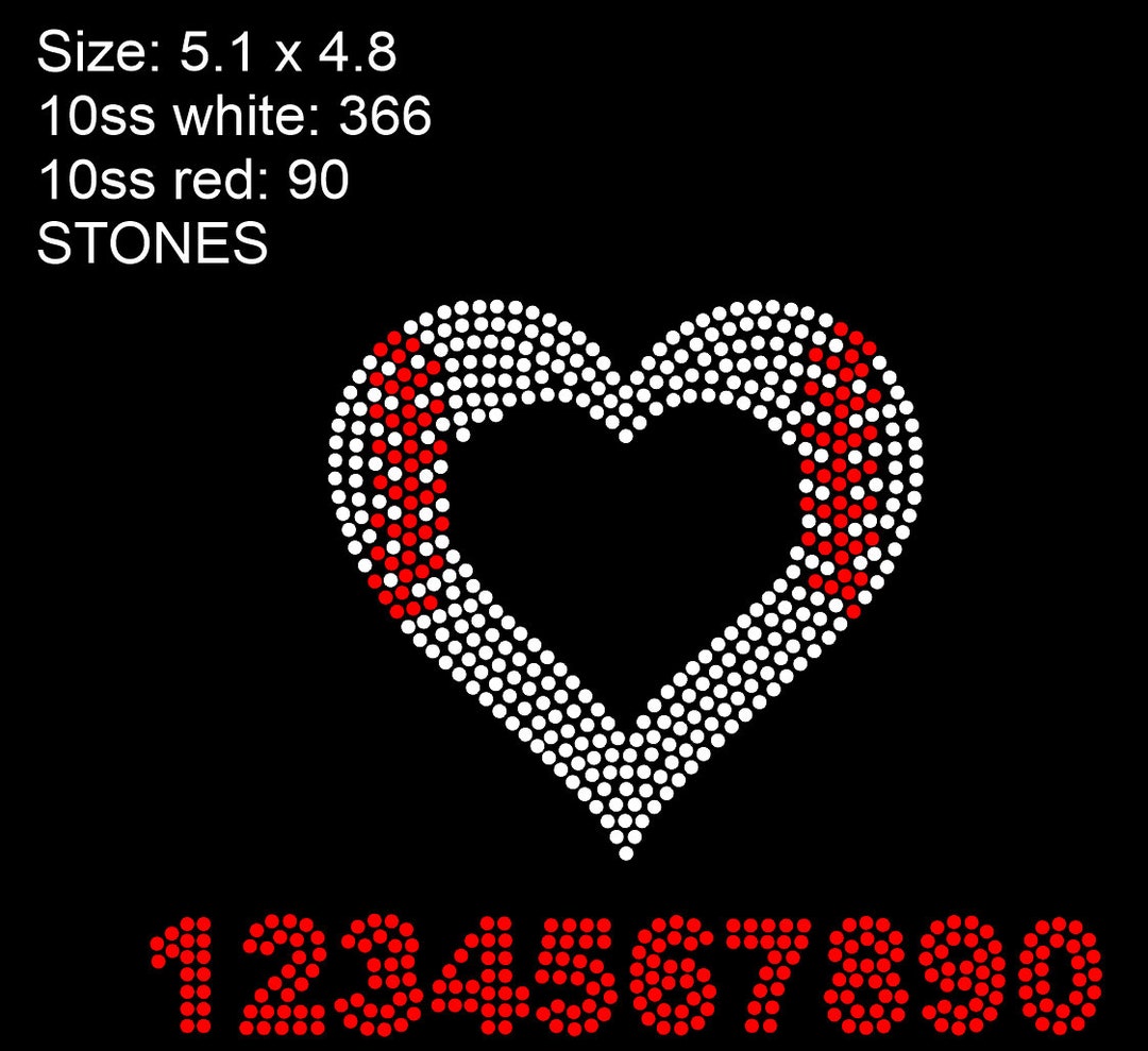 Baseball Heart + Number Set Rhinestone Template - Etsy