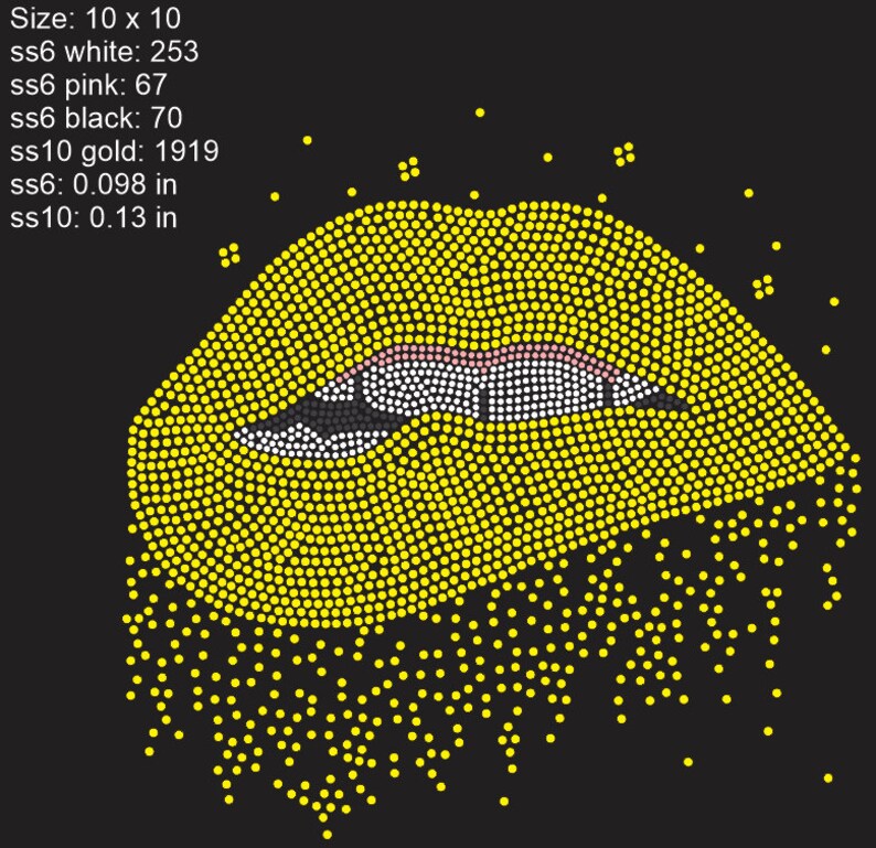 Gold Lips Rhinestone Template: SVG, EPS, PNG (digital Download) - Etsy