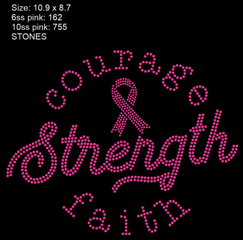 Instant Download SVG Rhinestone Template Courange Strengh - Etsy