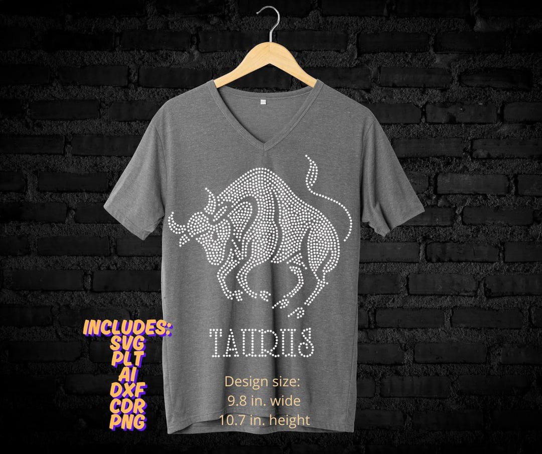 Taurus Zodiac Rhinestone Template SVG – Hotfix SS10 Design for Cricut ...