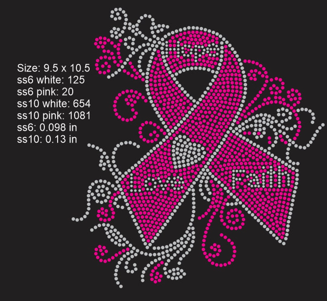 Hope Faith Love Ribbon Cancer Awareness Instant Download SVG Rhinestone ...