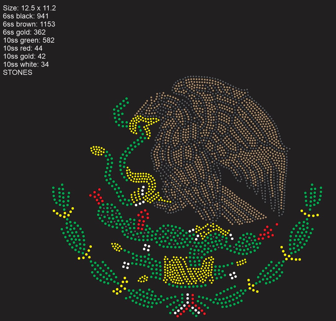 Mexican Emblem Flag Rhinestone SVG Design - Etsy