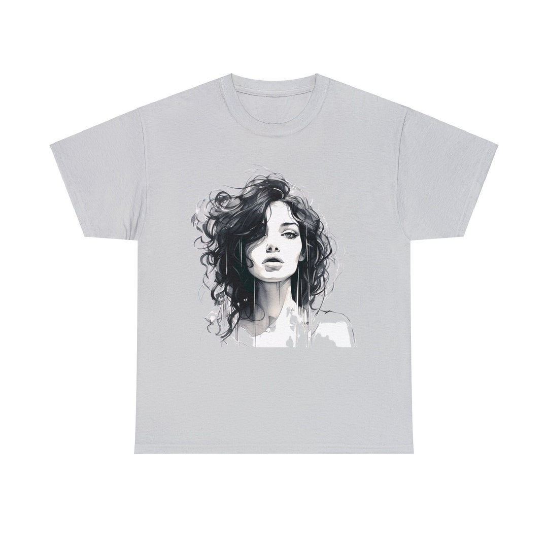 Woman Pencil Sketch Drawing Tee Girl on a Tee Shirt - Etsy