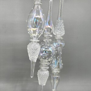Set of 3 Egyptian Mouth Blown Scepter Ornaments | Iridescent Glass ...