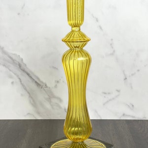 Egyptian Hand Blown Sphere W/ Curved Shape Swirl Glass Candle Stick ...